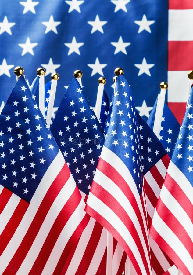 Small American Flags in the Background Stock Photo - Image of ...