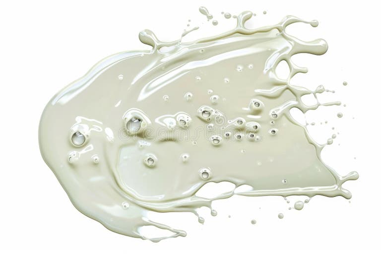 A Small Amount of Milk Splashes Onto a White Surface, Creating a Clean ...