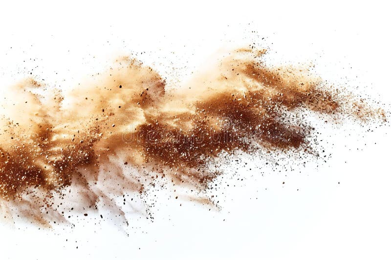 A Small Amount of Sand Particles in the Air on a White Background, Top ...