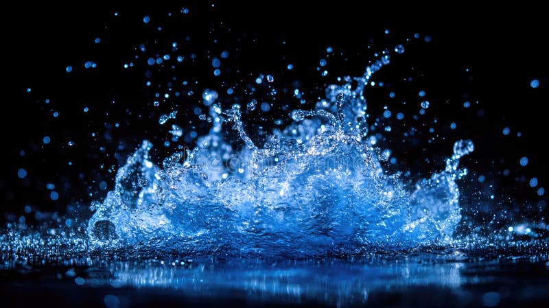 A Small Amount of Water Splashes Onto a Black Surface Stock Photo ...