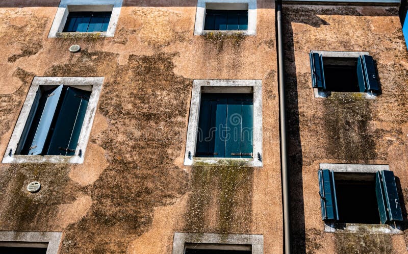 Small Ancient Palace with Windows in Dolo, Venice, Italy Stock Photo ...