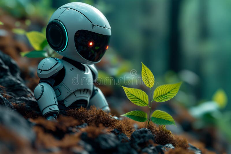 Small Android Exploring Natural World, Highlighting Balance between ...