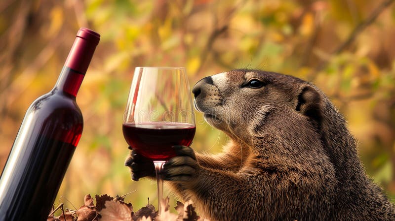 Small Animal that is Holding a Wine Glass Stock Illustration ...