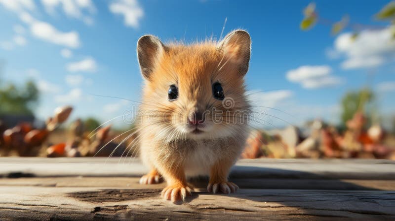 A Small Animal with Its Paws on a Wood Surface. Generative AI. Stock ...