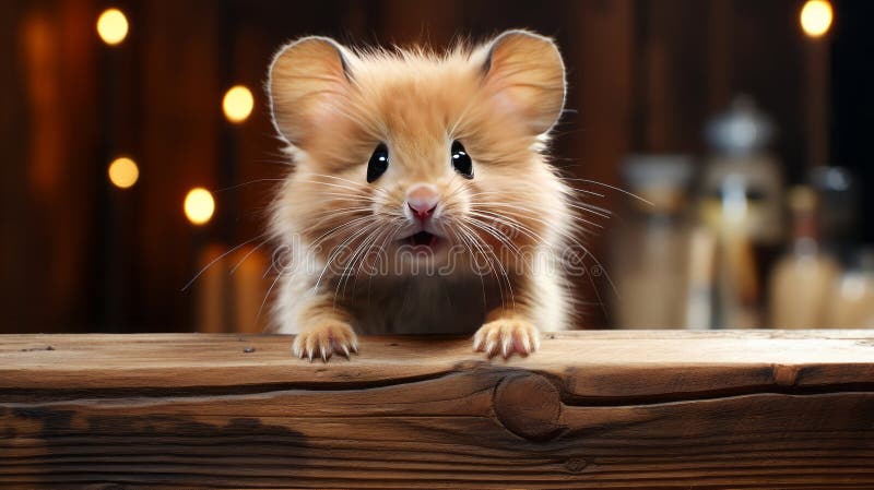 A Small Animal with Its Paws on a Wood Surface. Generative AI. Stock ...