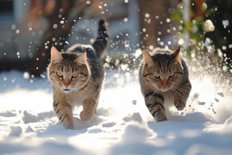 Small Animals in the Snow Playing Together Stock Illustration ...