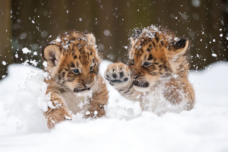 Small Animals in the Snow Playing Together Stock Illustration ...