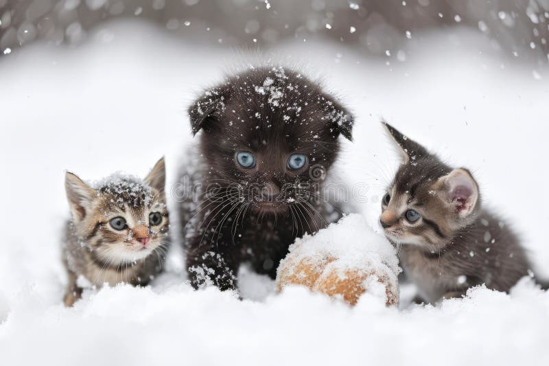 Small Animals in the Snow Playing Together Stock Illustration ...