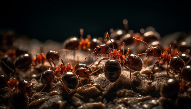 Small Ant Colony Working Together on Leaf Generated by AI Stock ...