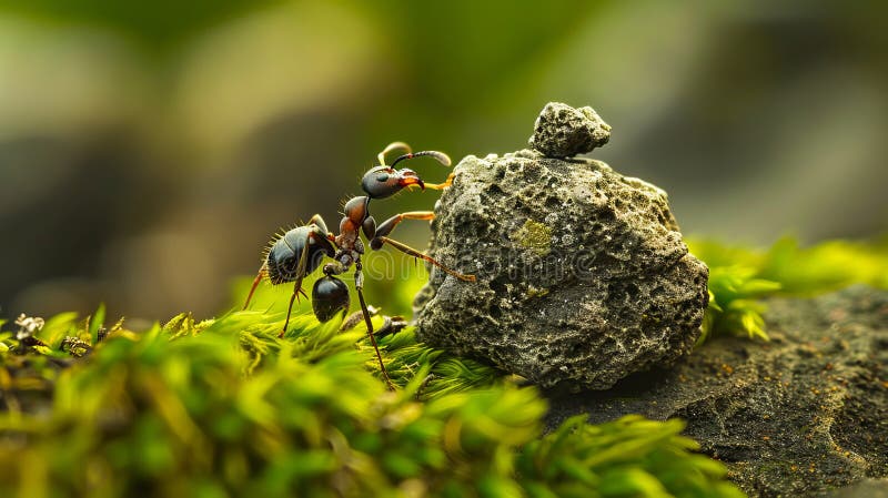 A Small Ant is Standing on Top of Some Moss Stock Photo - Image of ...