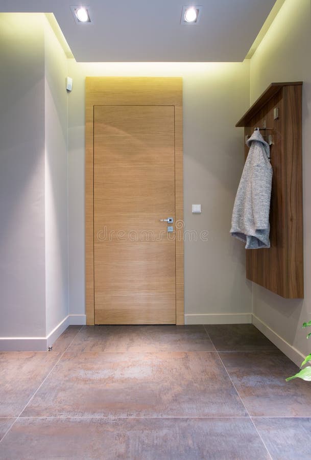 Small Anteroom in Detached House Stock Image - Image of hook, gray ...