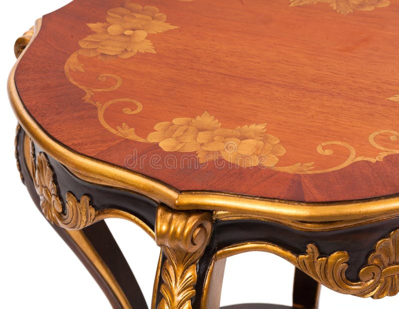 Small Antique Wooden Table Isolated Stock Photo - Image of furnishings ...