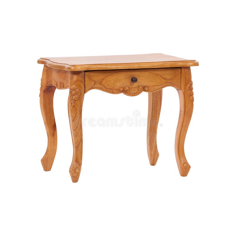 Small Antique Wooden Table Isolated Stock Image - Image of woodcut ...