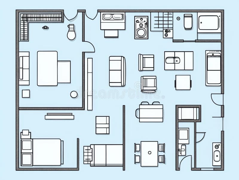 Small Apartment Floor Plan, Modern Studio Layout for Compact Living ...