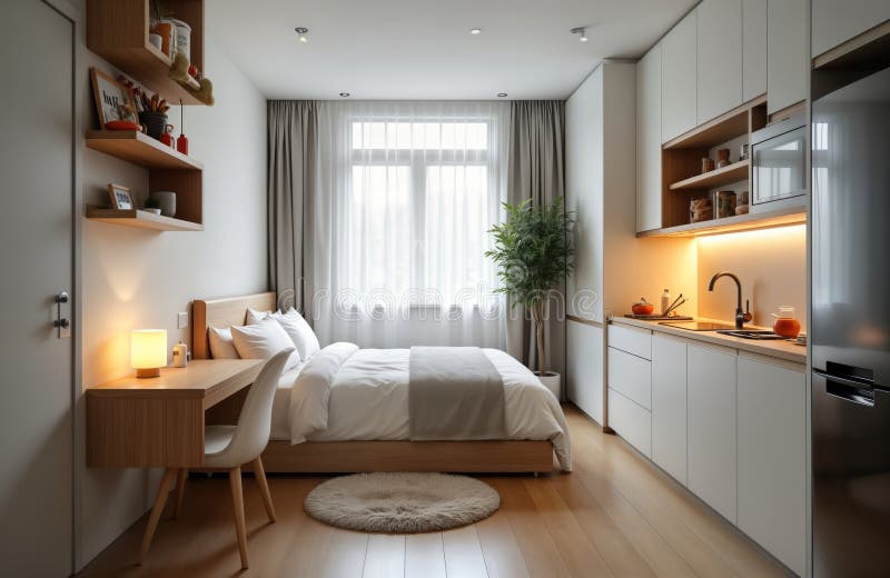 Small Apartment with Smart Design Features. Compact Bedroom with ...