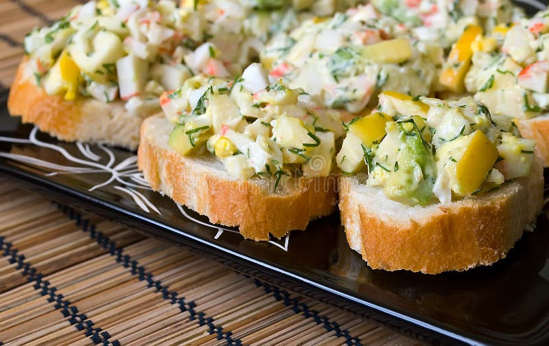 Small Appetizers with Avocado Stock Image - Image of breakfast ...