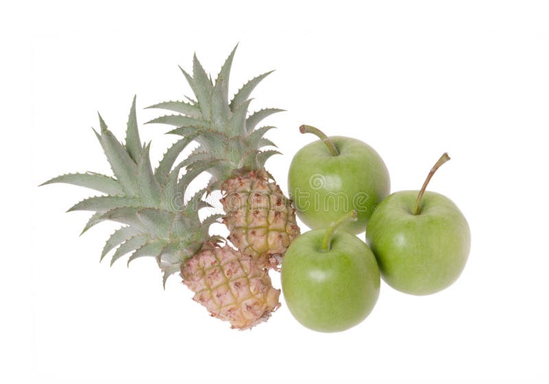 Small apple and pineapple stock photo. Image of mini - 12032470