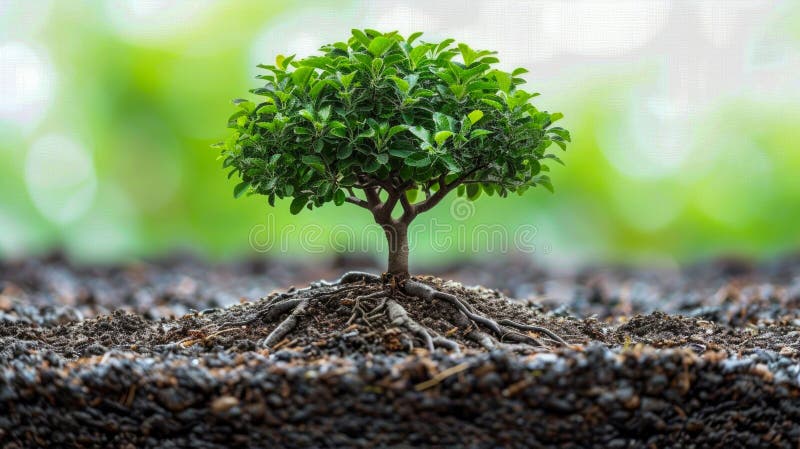 Small Apple Tree with Roots in Soil. Generative Ai Stock Illustration ...