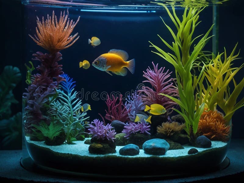 Small Aquarium with Fish in it Stock Illustration - Illustration of ...
