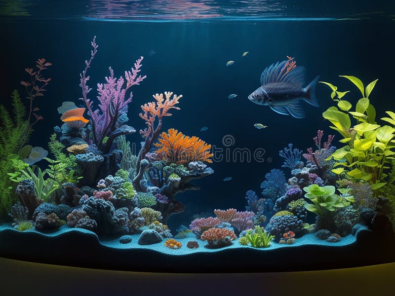 Small Aquarium with Fish in it Stock Illustration - Illustration of ...