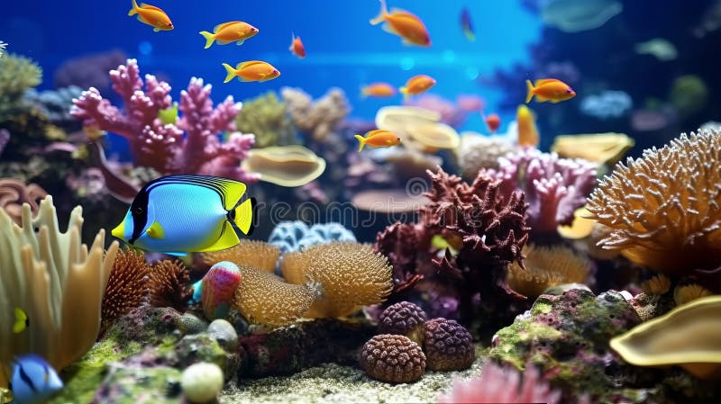 Small Aquarium Full of Fish. Generative AI Stock Illustration ...