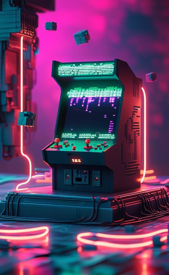 A Small Arcade Machine Sitting on Top of a Table Stock Illustration ...