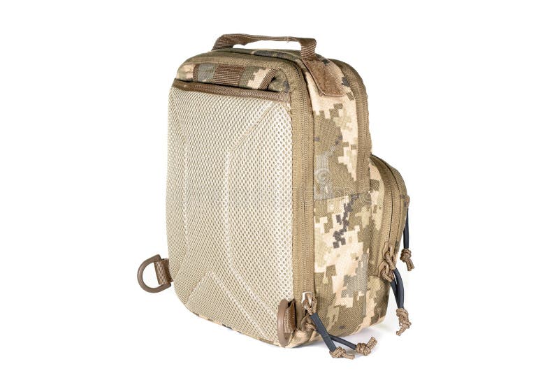 Small Army Combat Rucksack Isolated on White Background, Studio Shot ...