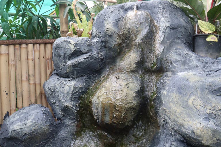 Small Artificial Rock Waterfalls on Park Stock Photo - Image of ...