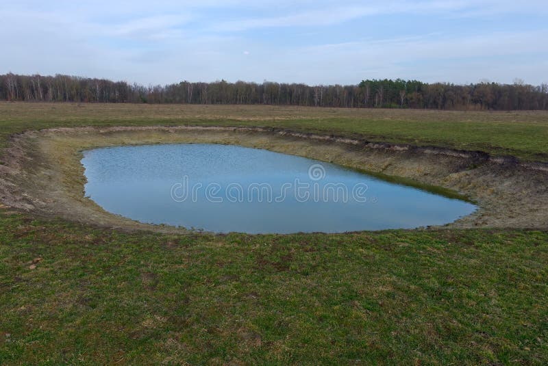 Small Artificial Shallow Reservoir Beautifully Colored Pond Spring ...
