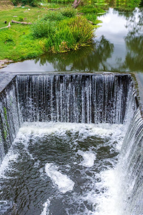 A Small Artificial Waterfall with Falling Water. Sataniv, Khmelnitsky ...