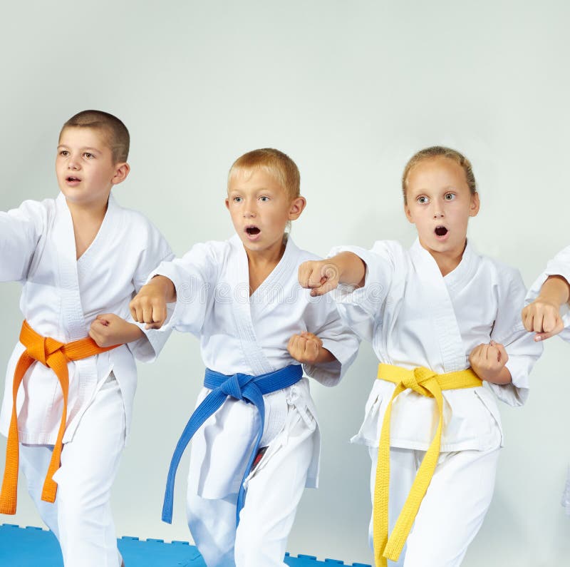 Punch Arm and Kick Leg Athletes are Beating in Karategi Stock Photo ...