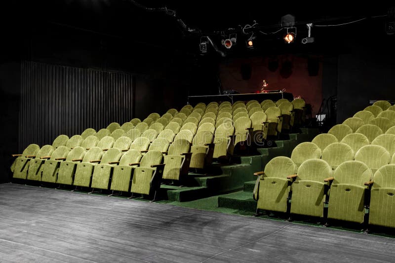 Small Auditorium with Green Armchairs Stock Photo - Image of concert ...