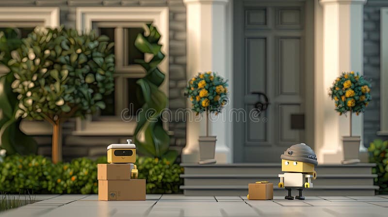 A Small Autonomous Delivery Robot with Several Cardboard Boxes on Its ...