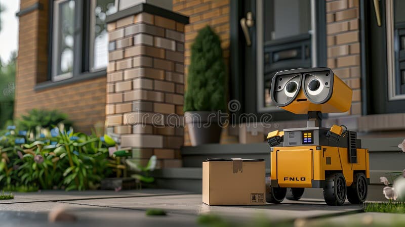 A Small Autonomous Delivery Robot with Several Cardboard Boxes on Its ...