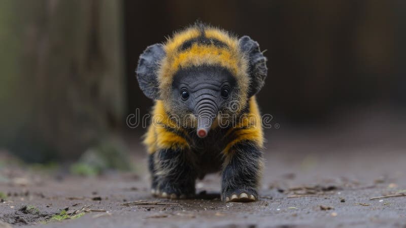 A Small Baby Elephant with a Long Nose and Ears, AI Stock Image - Image ...