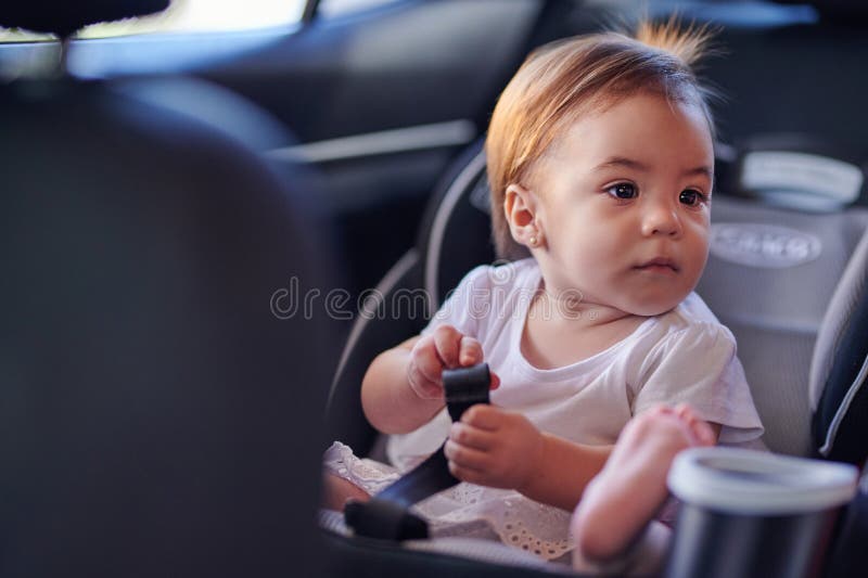 Small Baby Girl Inside of Car Stock Image - Image of auto, safety ...