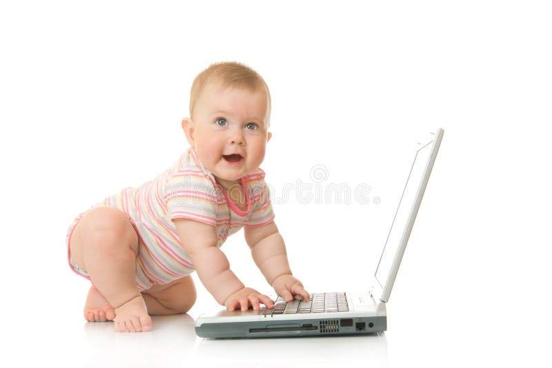 Baby with laptop stock photo. Image of child, little - 21287914