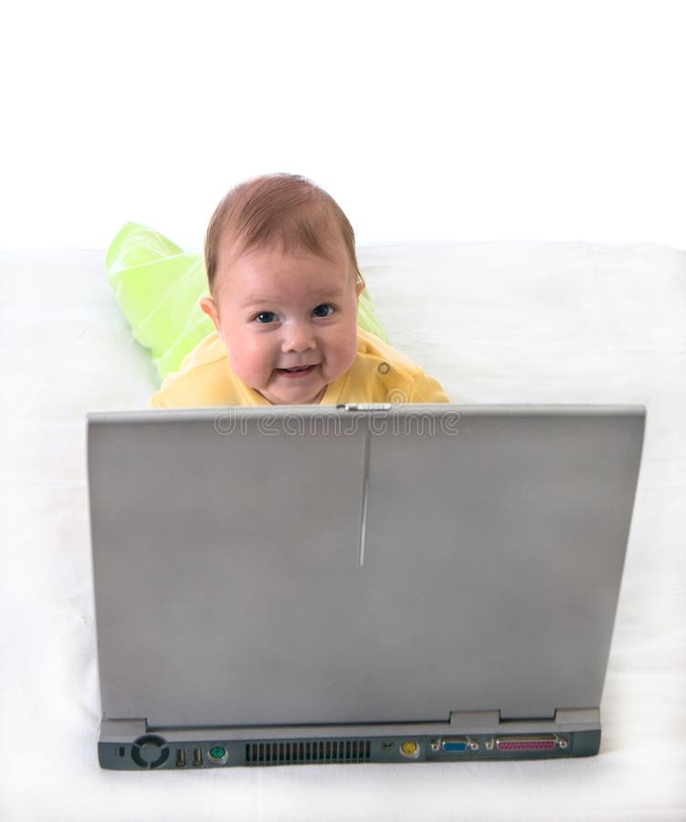 Baby boy shopping on-line stock image. Image of laptop - 10345503