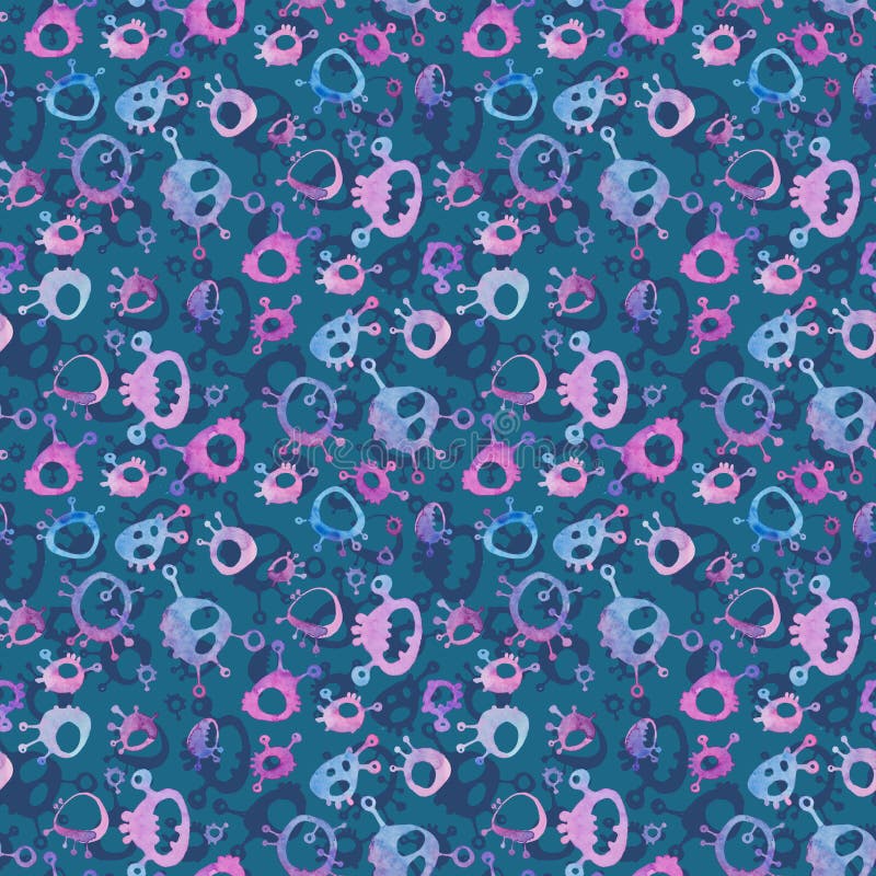 Small Bacteria Microbe, Watercolor Seamless Pattern, Pattern for ...