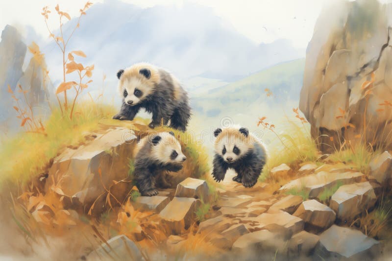 Small Badger Cubs Exploring a Burrow Entrance Stock Image - Image of ...