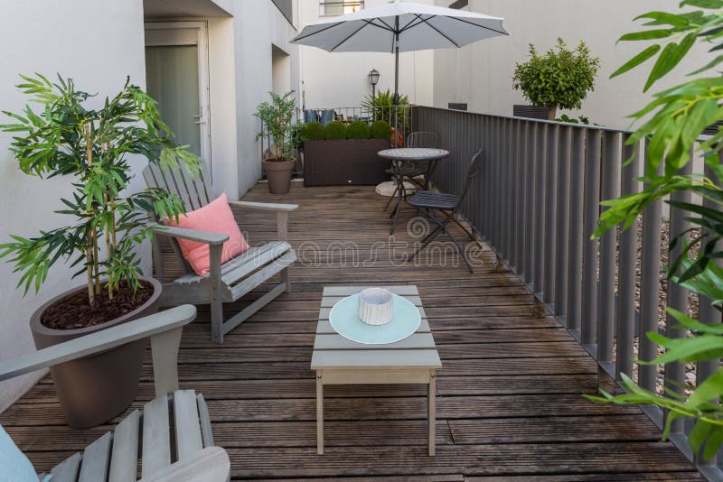 Balcony in Middle of Apartment Complex Stock Image - Image of ...