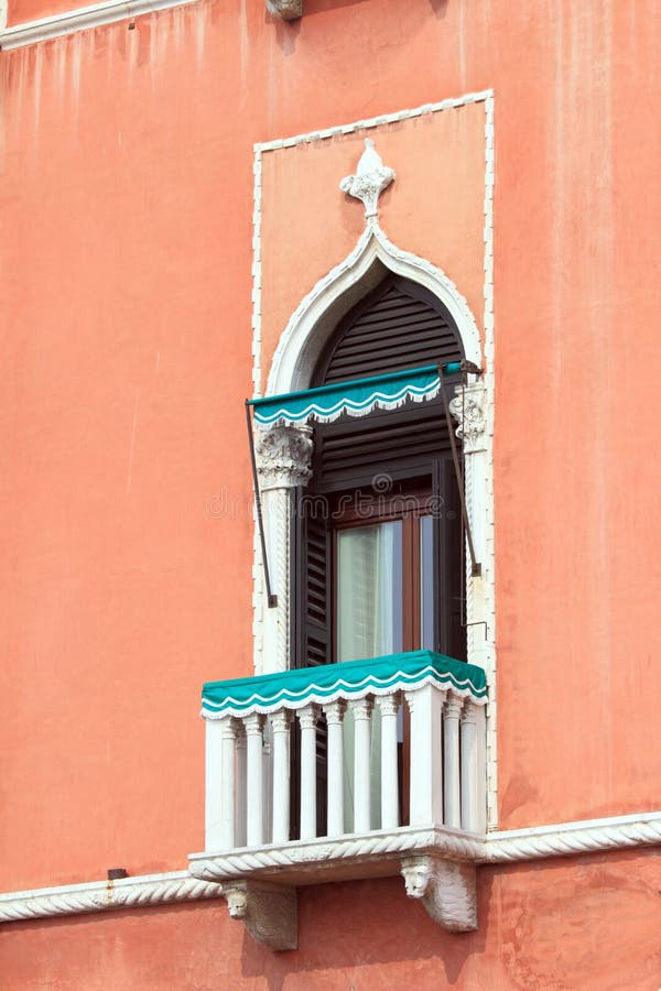 Small balcony in Venice. stock image. Image of window - 34507021