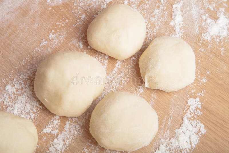 Small Balls of Dough with Flour for Pizza or Cakes and Scones. S Stock ...