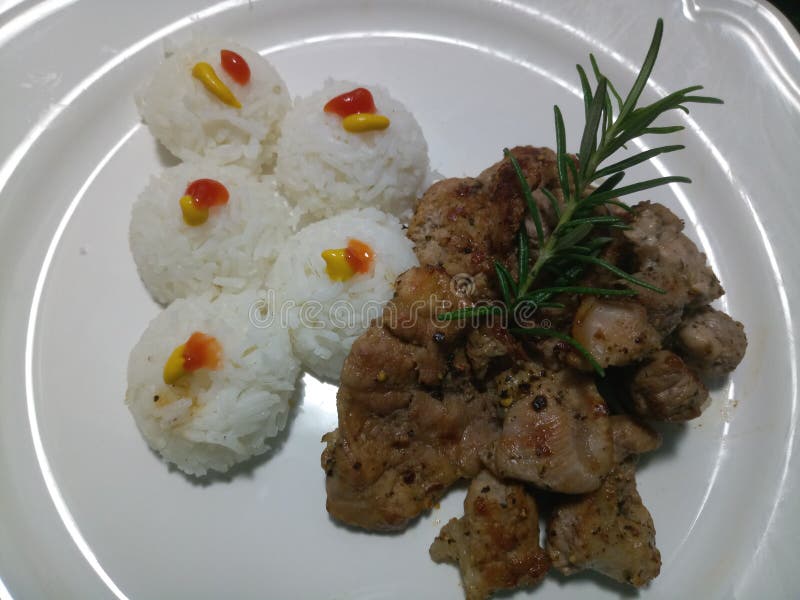 Small Balls of Rice and Diced Pork Stock Photo - Image of pork, balls ...
