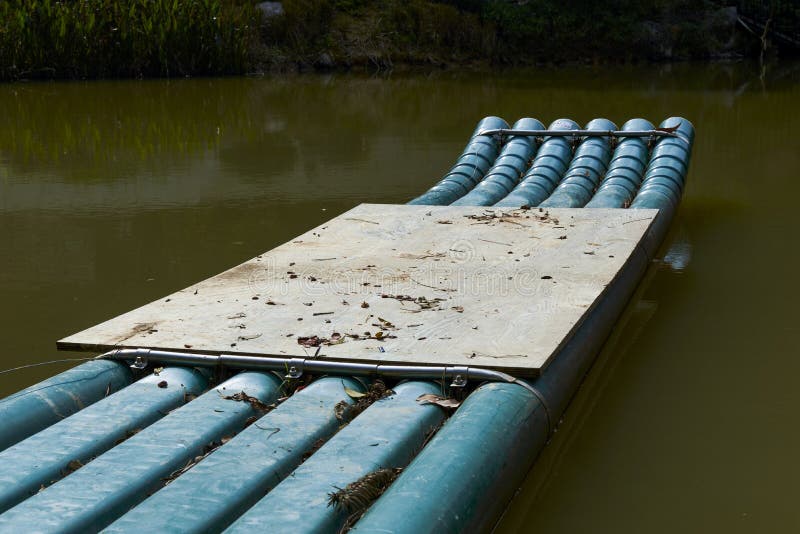 Small Bamboo Raft in the Pond in the Park Stock Image - Image of ...