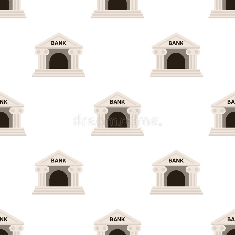 Small Bank Building Icon Seamless Pattern Stock Vector - Illustration ...