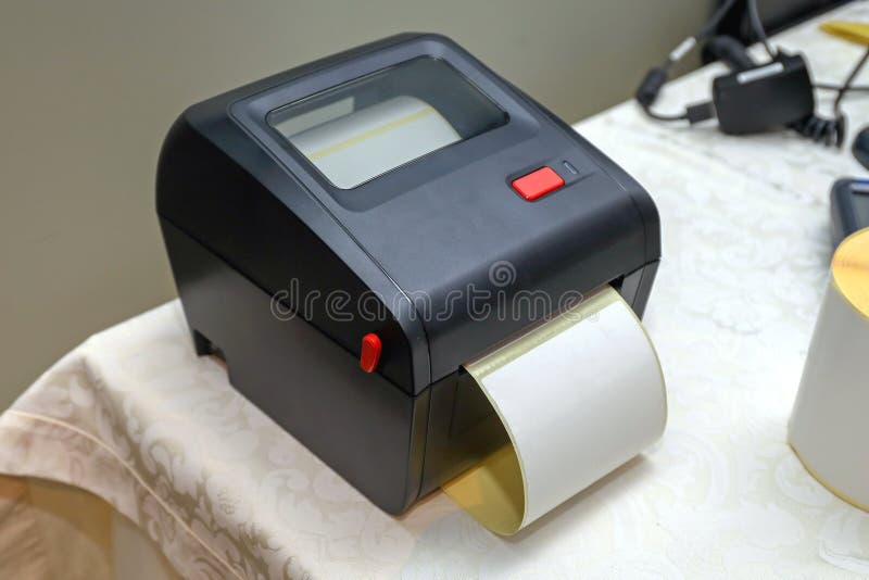 Small Barcode Label Printer Stock Photo - Image of barcode, shipping ...