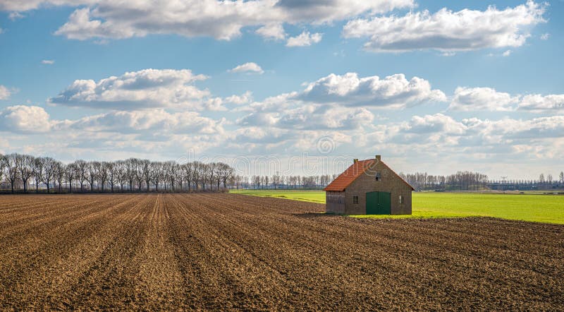 Small Barn in a Plowed Field Stock Image - Image of barn, field: 213810029