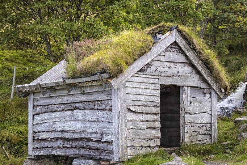 A Small Barn Stands by a Stream, Norway Stock Image - Image of natural ...