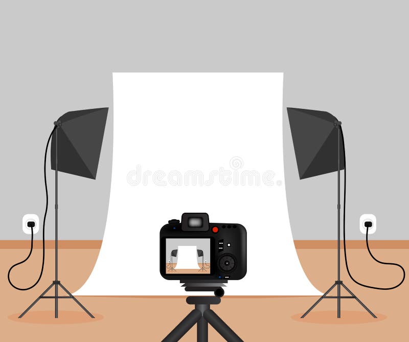 Small Basic Photo Studio with Lights and Camera Stock Vector ...